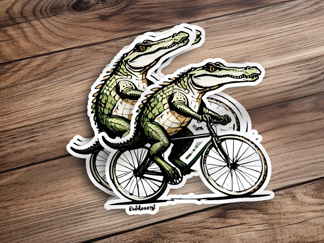 Alligator Riding Bicycle Sticker, Unique Animal Bike Lover Decal ...