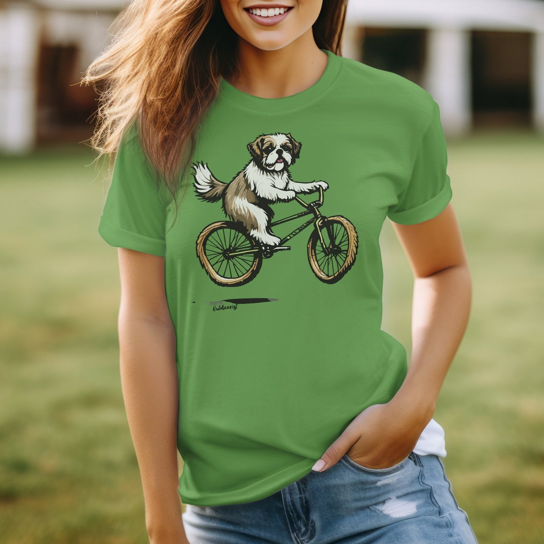 Shih Tzu T-shirt, Dog Riding a Bike, Small Dog Lover Gift, Bike Nerd ...