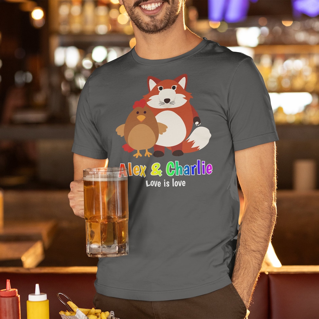 Personalized LGBTQ Pride T-shirt, Love is Love, Fox and Chicken Tee ...