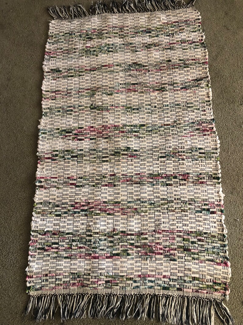 Vintage Handwoven Rag Rug, Colorful Rug, Hit and Miss Rug New Old Stock ...