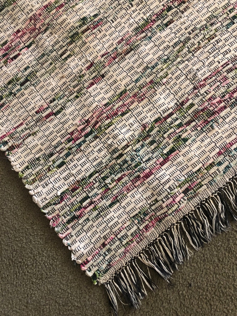 Vintage Handwoven Rag Rug, Colorful Rug, Hit and Miss Rug New Old Stock ...