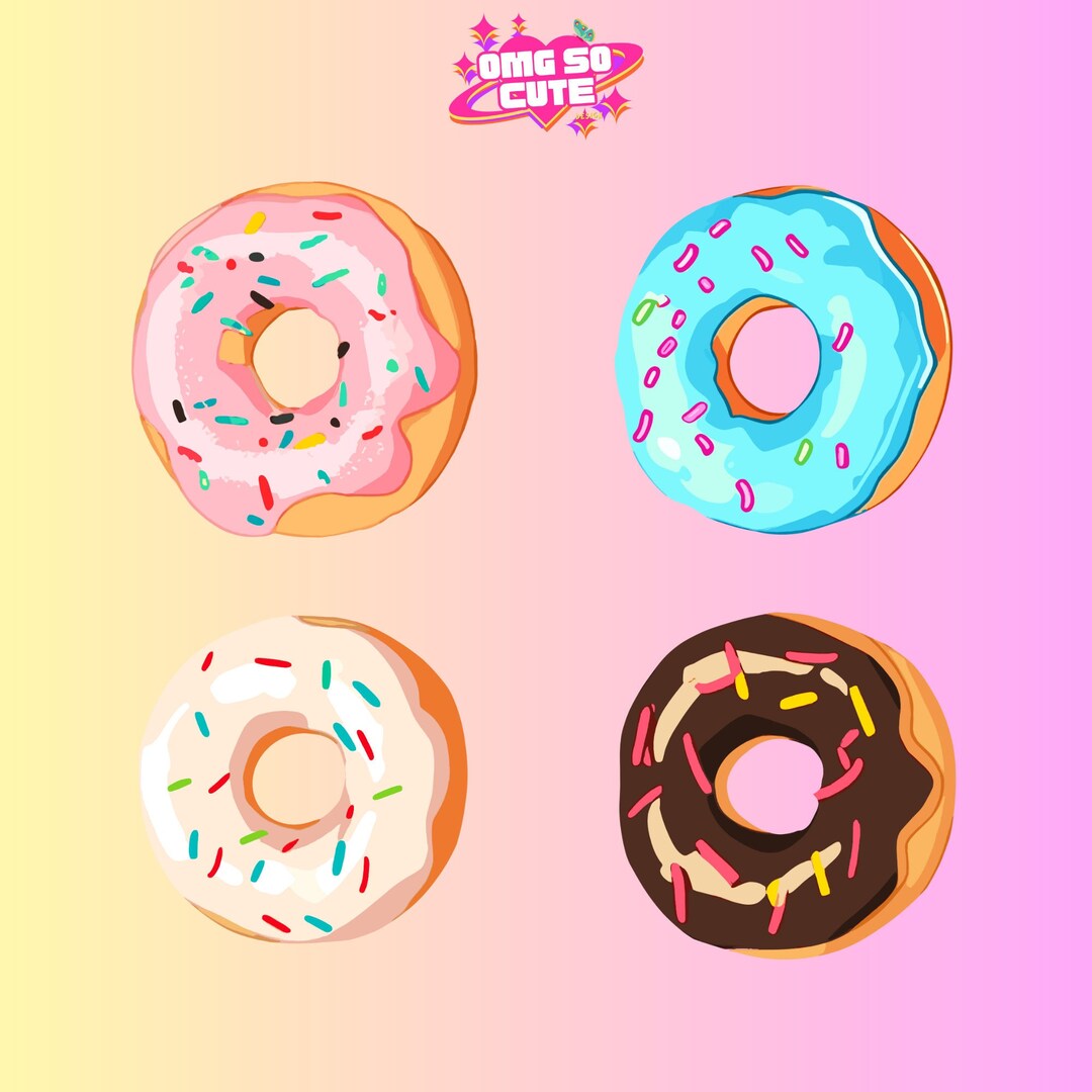 Donut Clipart PNG, 28 Donut Bundle Set, Donut Illustration, Donut PNG ...