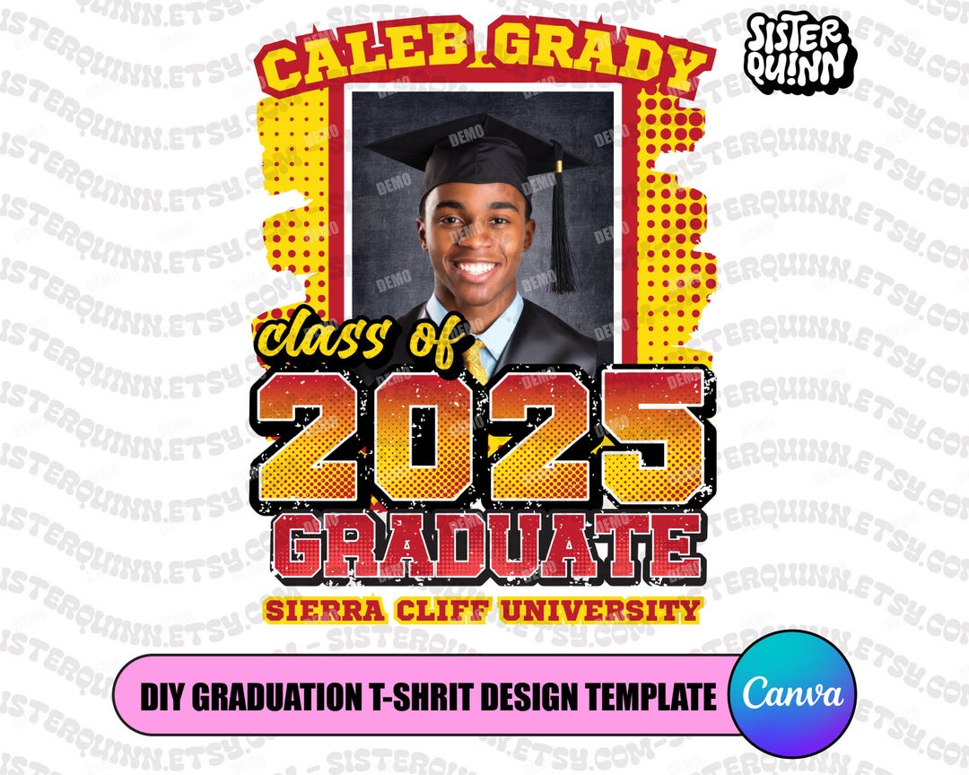 Class of 2025 Graduate Red and Yellow Canva Template | Congrats Grad ...