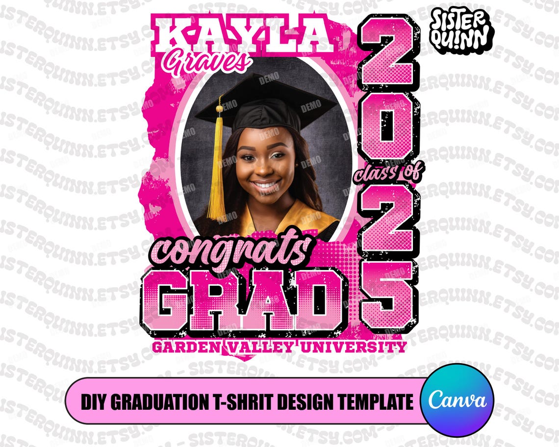 Congrats Grad Graduation Pink Canva Template | Class of 2025, Grad Crew ...