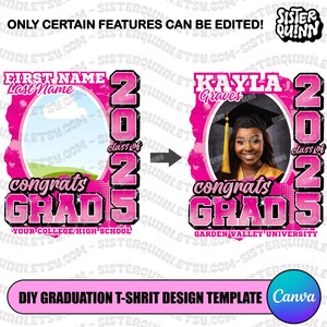Congrats Grad Graduation Pink Canva Template | Class of 2025, Grad Crew ...