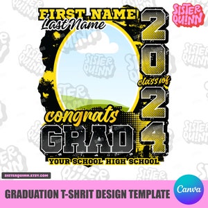 Congrats Grad Graduation Black and Yellow Canva Template Class of 2024 ...