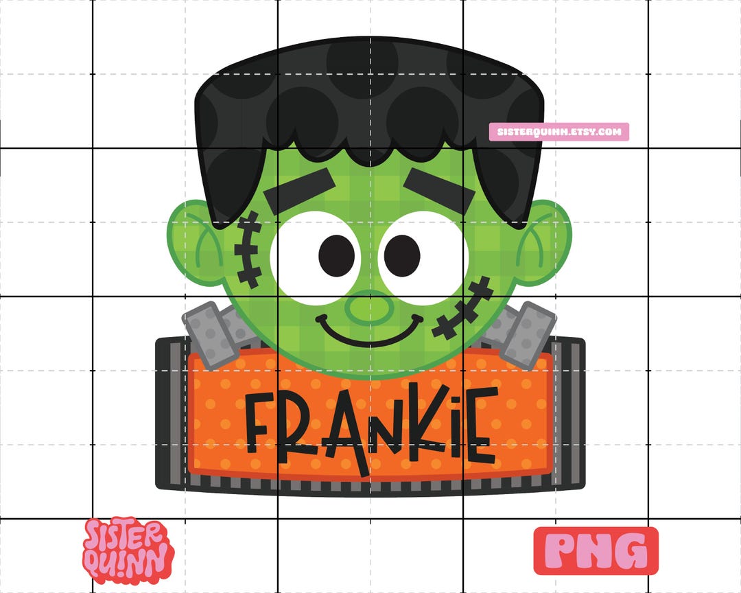 Cute Boy Frankenstein Name Plate Faux Applique PNG Halloween Designs ...