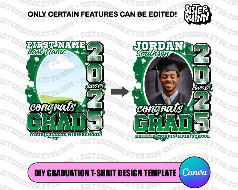 Congrats Grad Graduation Green Canva Template | Class of 2025, Grad ...