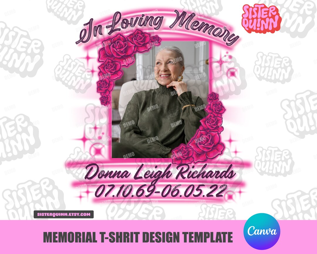 In Loving Memory Rose Canva Template Hot Pink Celebration of Life ...