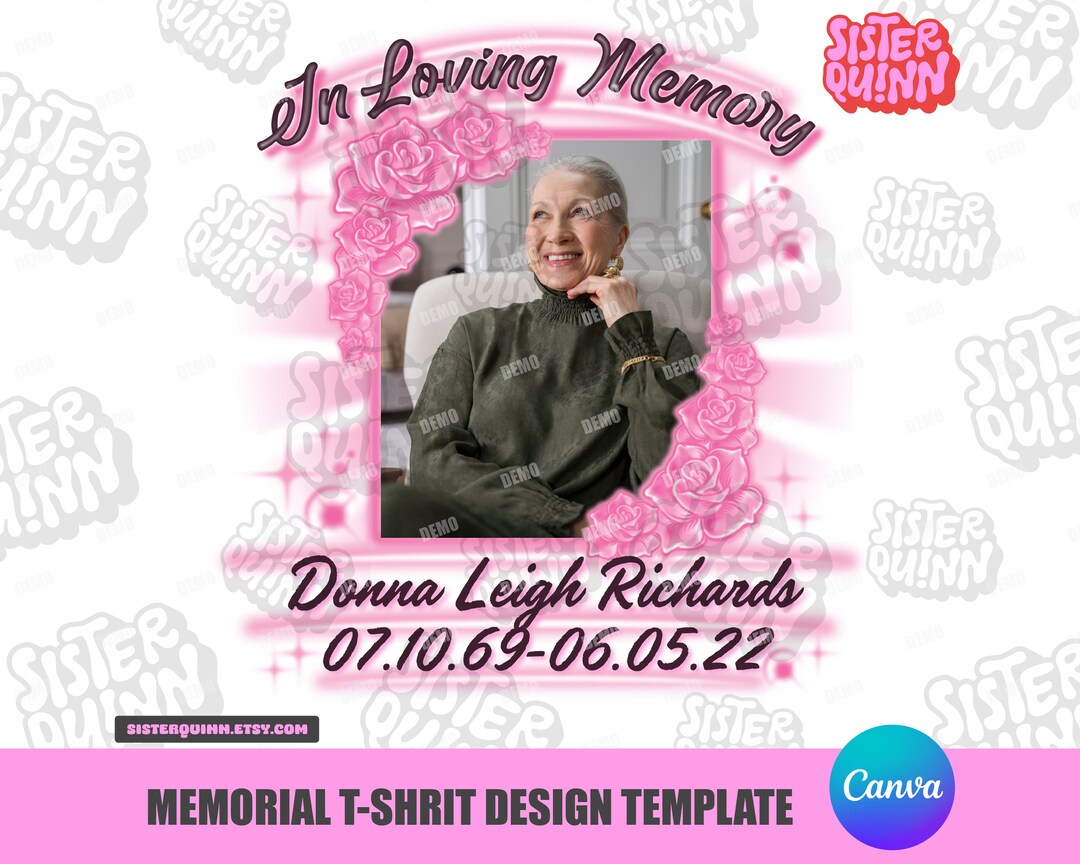 In Loving Memory Rose Canva Template Soft Pink Celebration of Life ...
