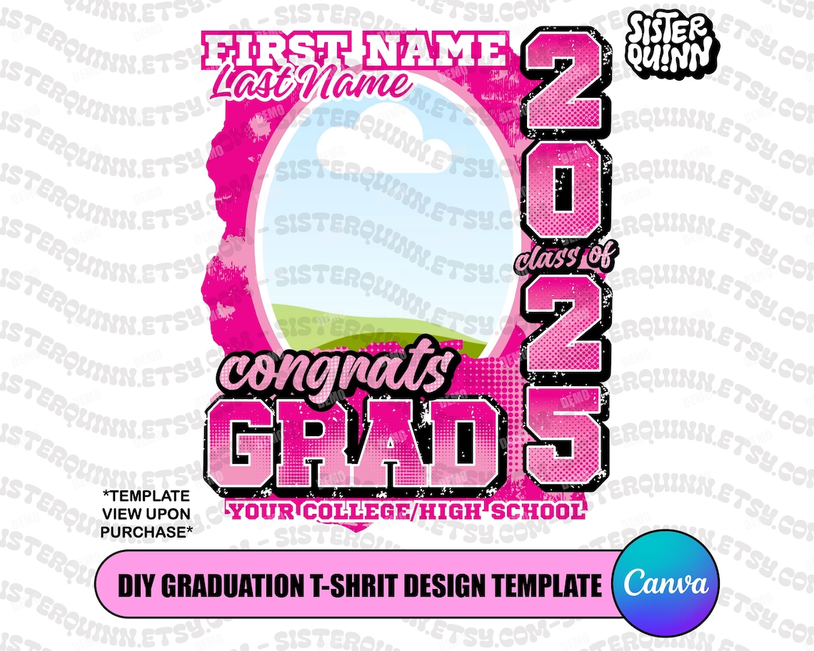 Congrats Grad Graduation Pink Canva Template | Class of 2025, Grad Crew ...