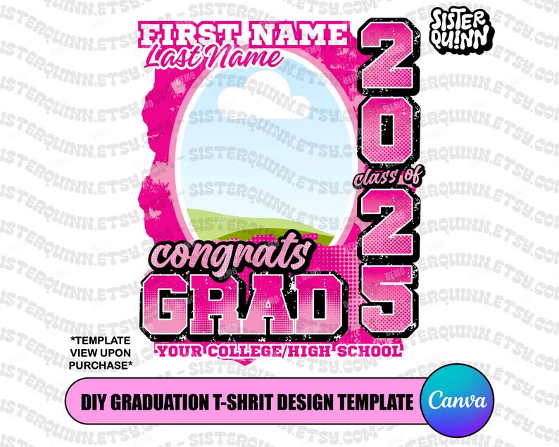 Congrats Grad Graduation Pink Canva Template | Class of 2025, Grad Crew ...