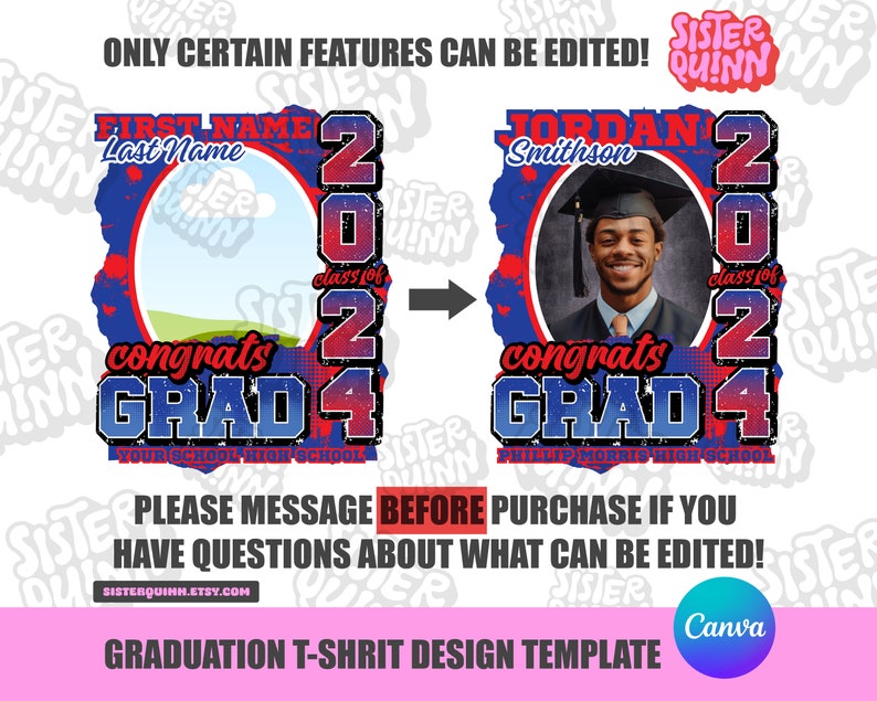 Congrats Grad Graduation Blue and Red Canva Template Class of 2024 ...