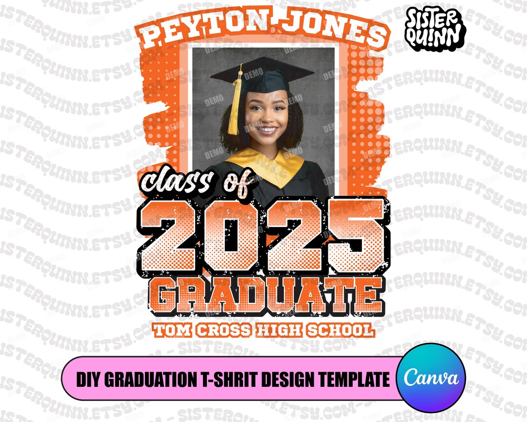 Class of 2025 Graduate Orange Canva Template | Congrats Grad, Grad Crew ...