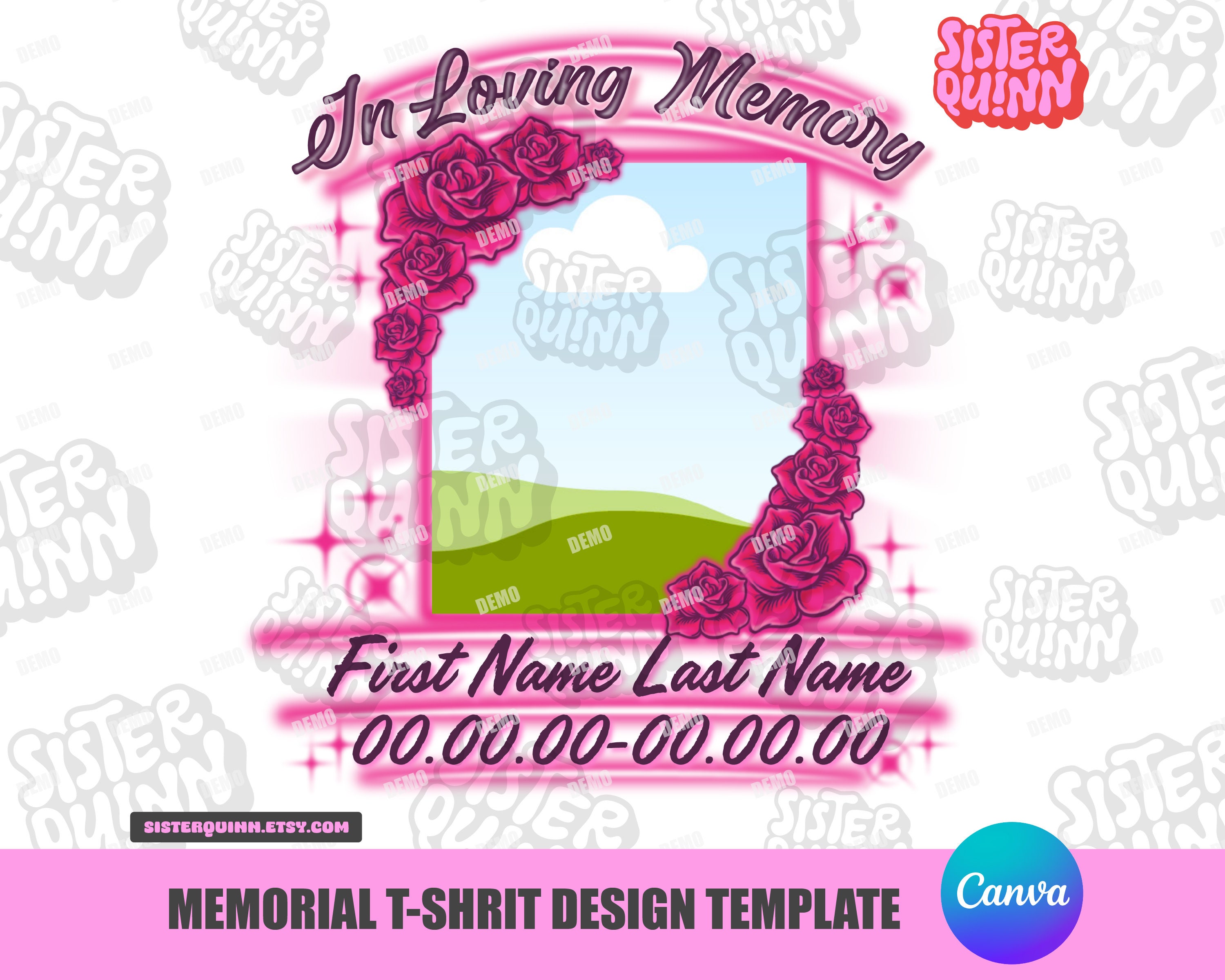 In Loving Memory Rose Canva Template Hot Pink Celebration of Life ...