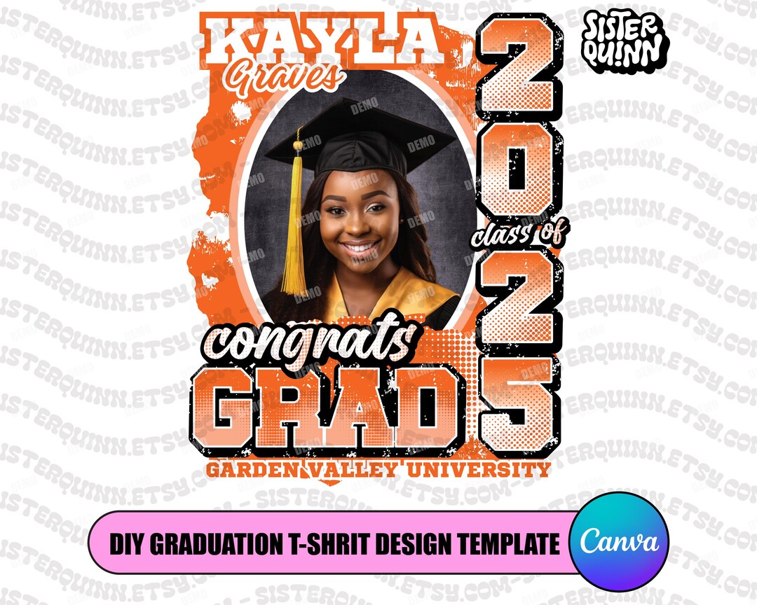 Congrats Grad Graduation Orange Canva Template | Class of 2025, Grad ...