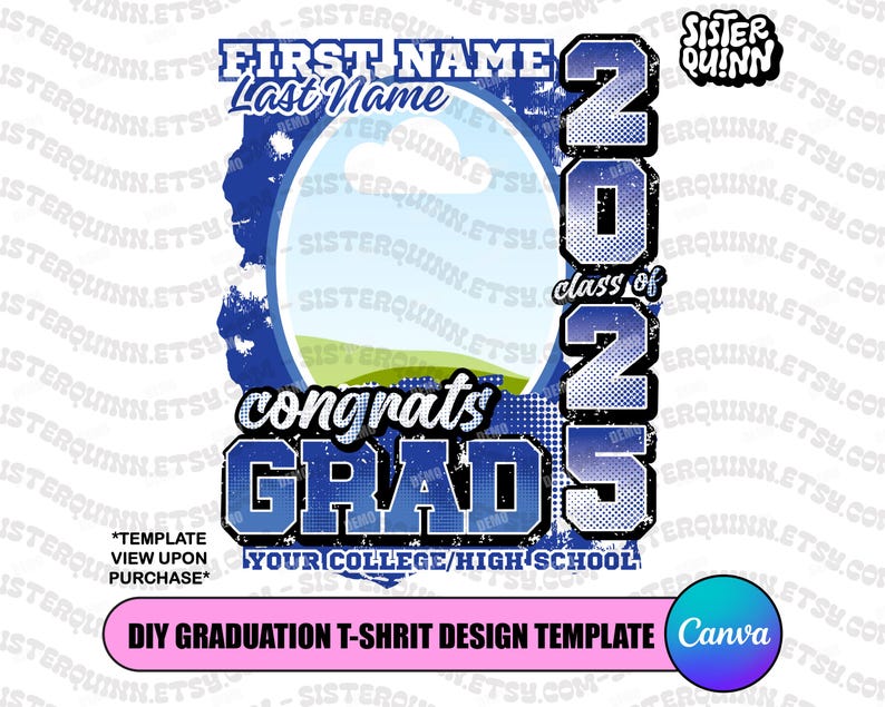 Congrats Grad Graduation Blue Canva Template | Class of 2025, Grad Crew ...