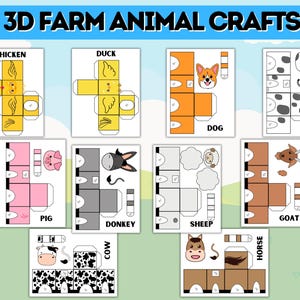 3D Farm Animal Crafts | Cut and Paste Activities for Preschool ...