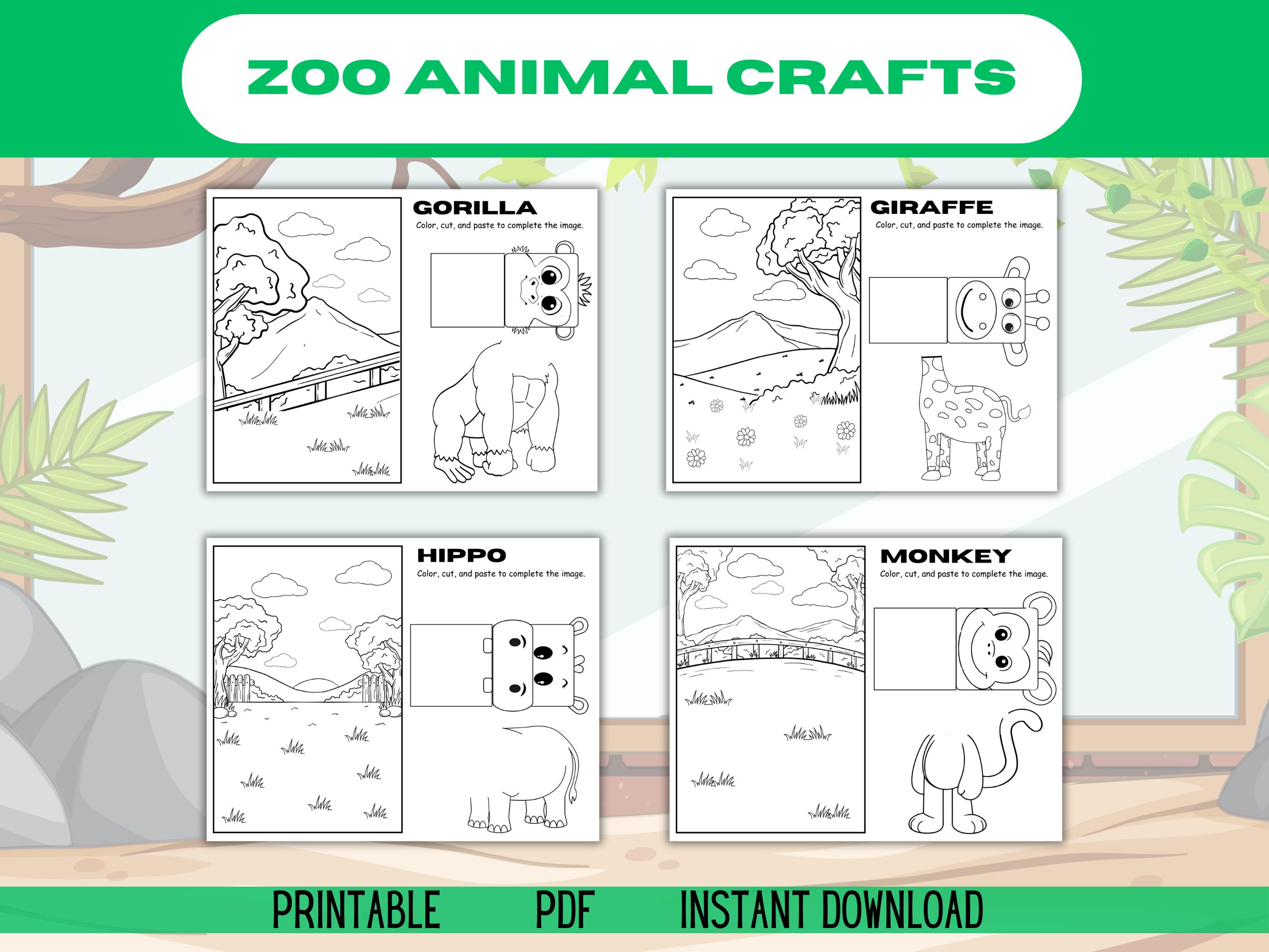 Zoo Animal Crafts | Color, Cut, and Paste Activities for Preschool ...