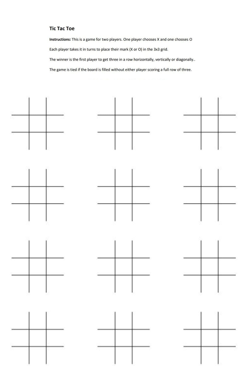3D Tic Tac Toe Printable Game for Kids - Pen and Paper Family Games ...