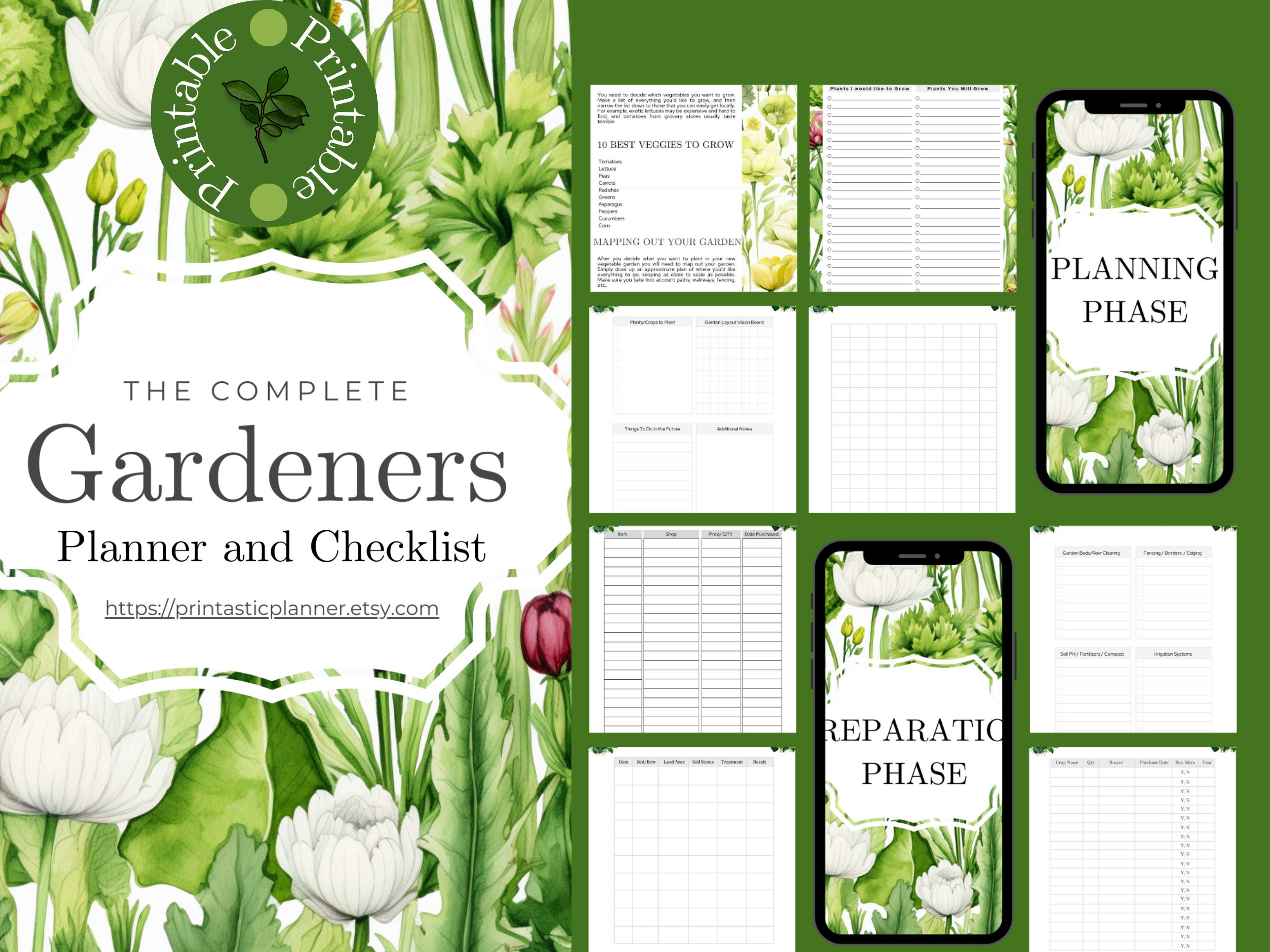 Printable Garden Planner |garden Organizer | Square Foot Garden Planner ...