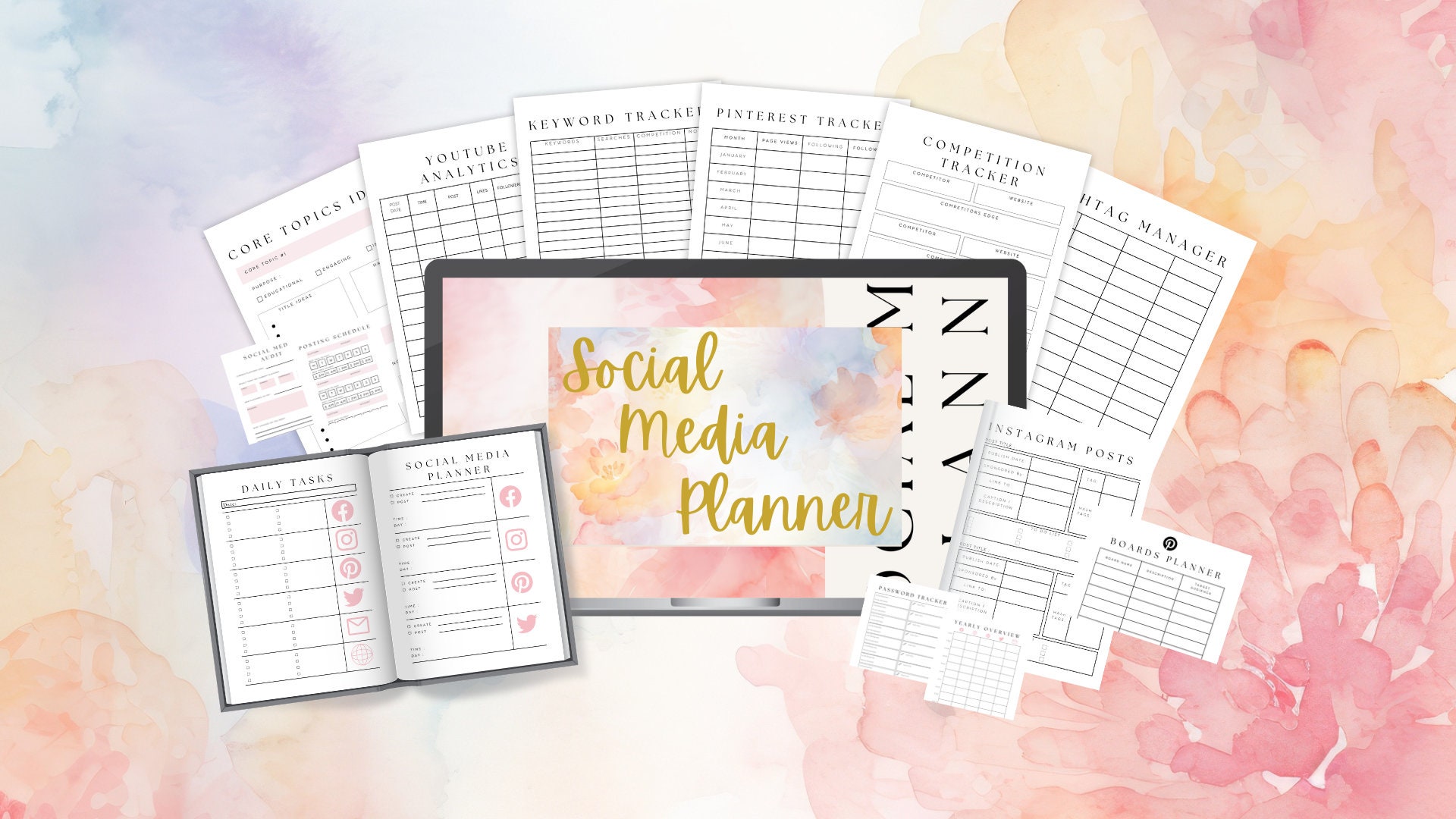 EDITABLE Social Media Content Calendar Social Media Marketing Planner ...