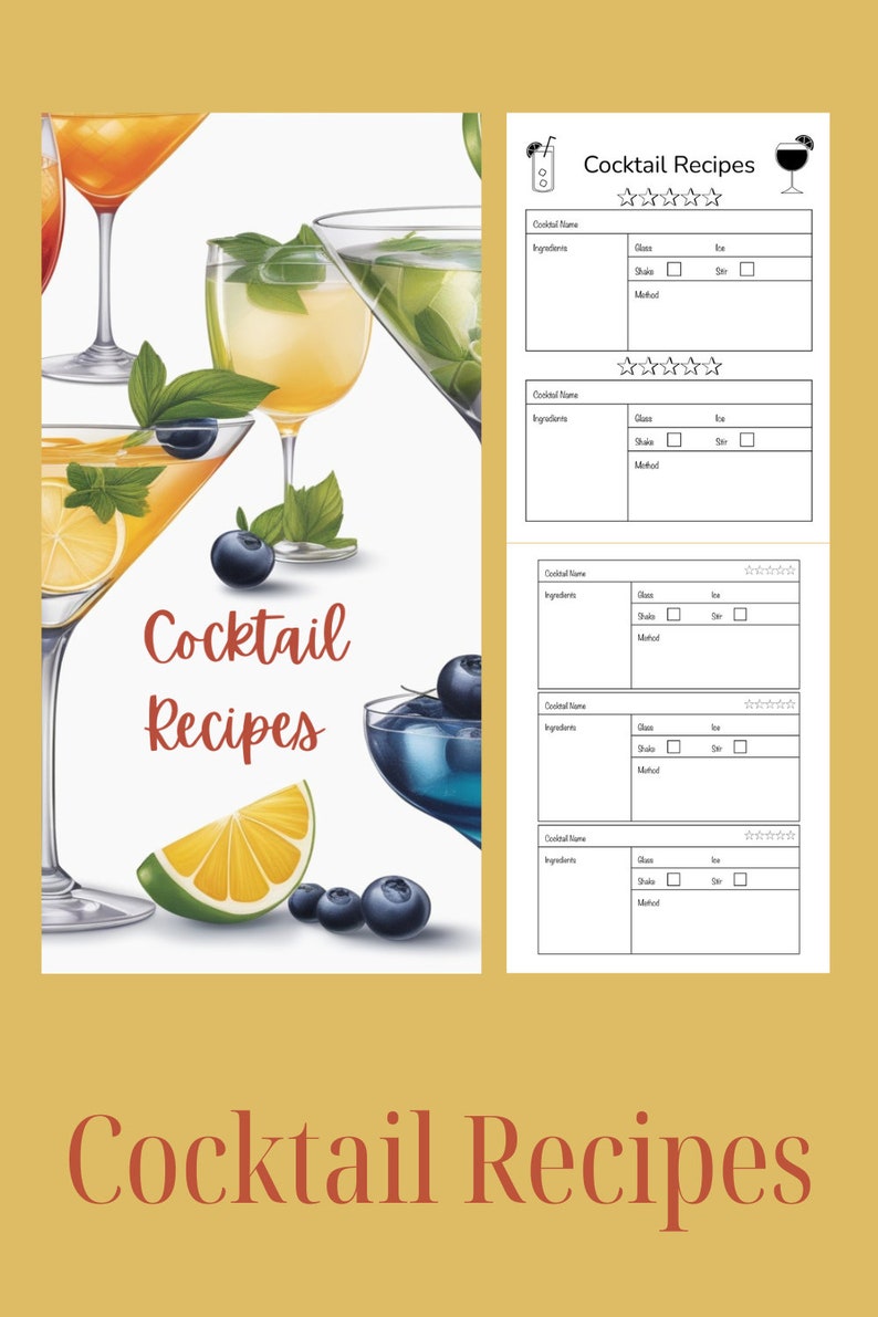 Cocktail Recipe Journal - Blank Mixology Journal Ready to Print for ...