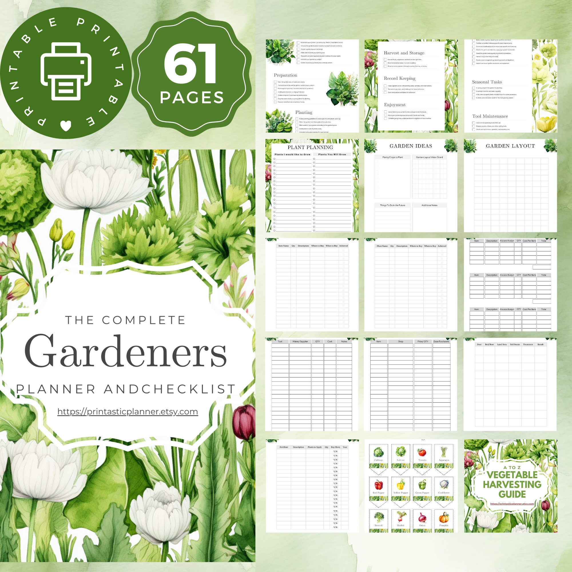 Printable Garden Planner garden Organizer Square Foot Garden Planner ...