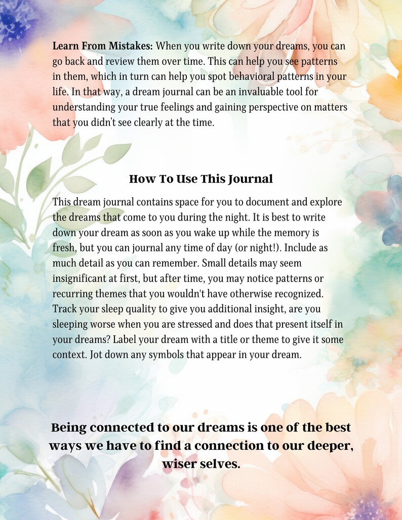 Editable Dream Journal Dream Planner Printable Dream Tracker Dream ...