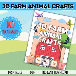 3D Farm Animal Crafts | Cut and Paste Activities for Preschool ...
