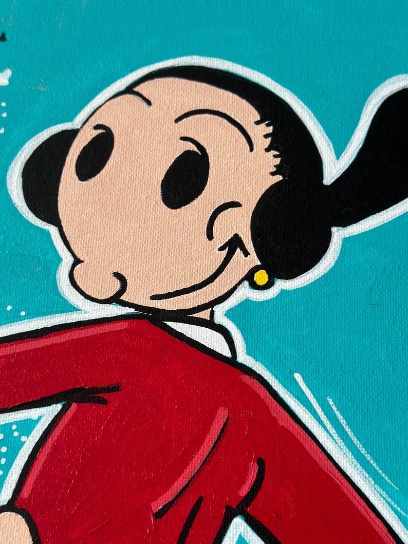 Hand Painted Popeye Olive Oyl Model Pose Acrylic on Canvas Pop Art ...