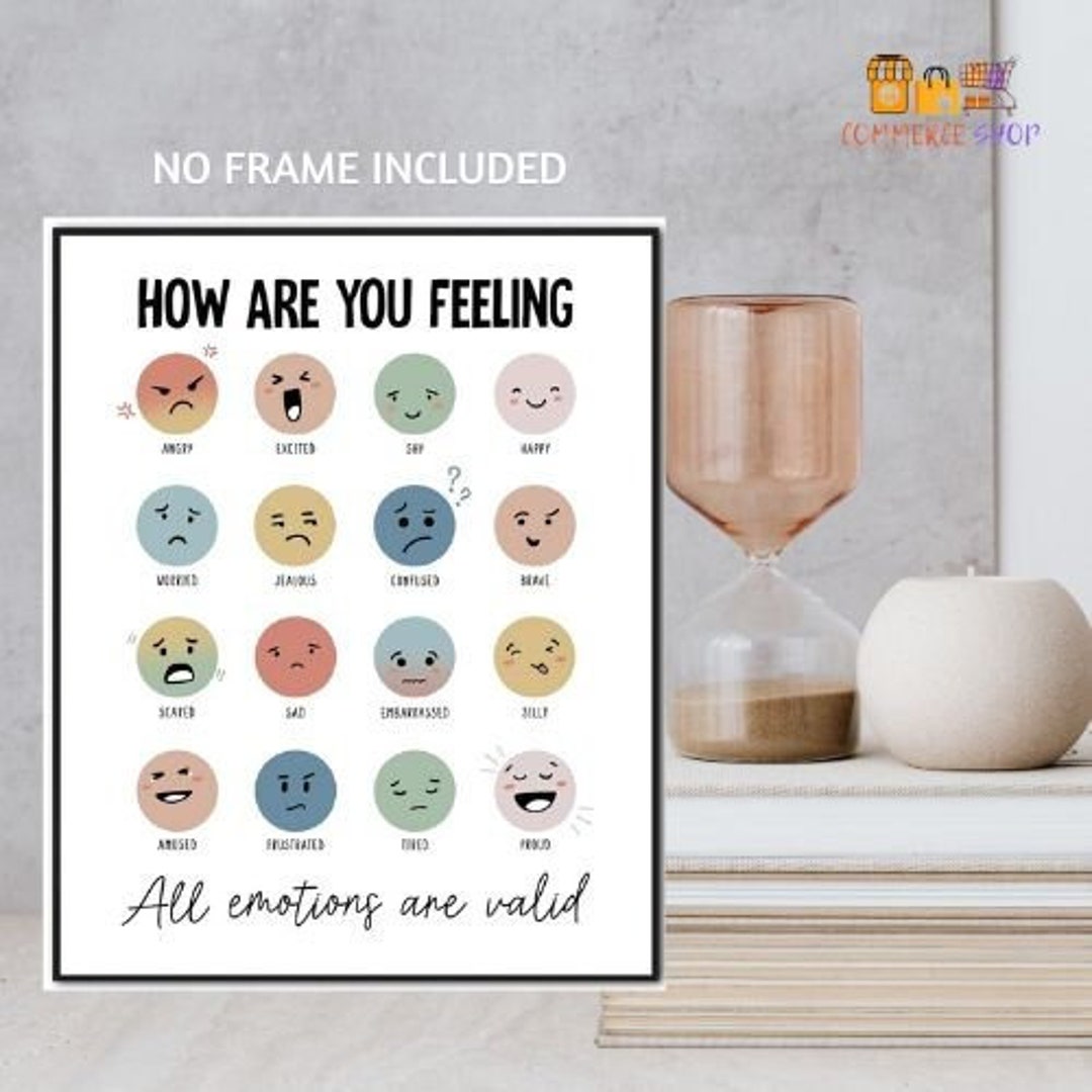 Mental Health Art Feelings Chart Funny Social Emotional Poster 8x10 ...