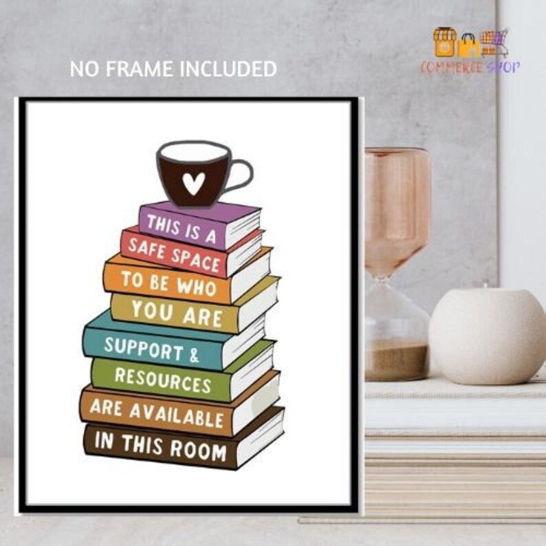 Safe Space Wall Decor Classroom Poster Library and School Wall Art 8x10 ...