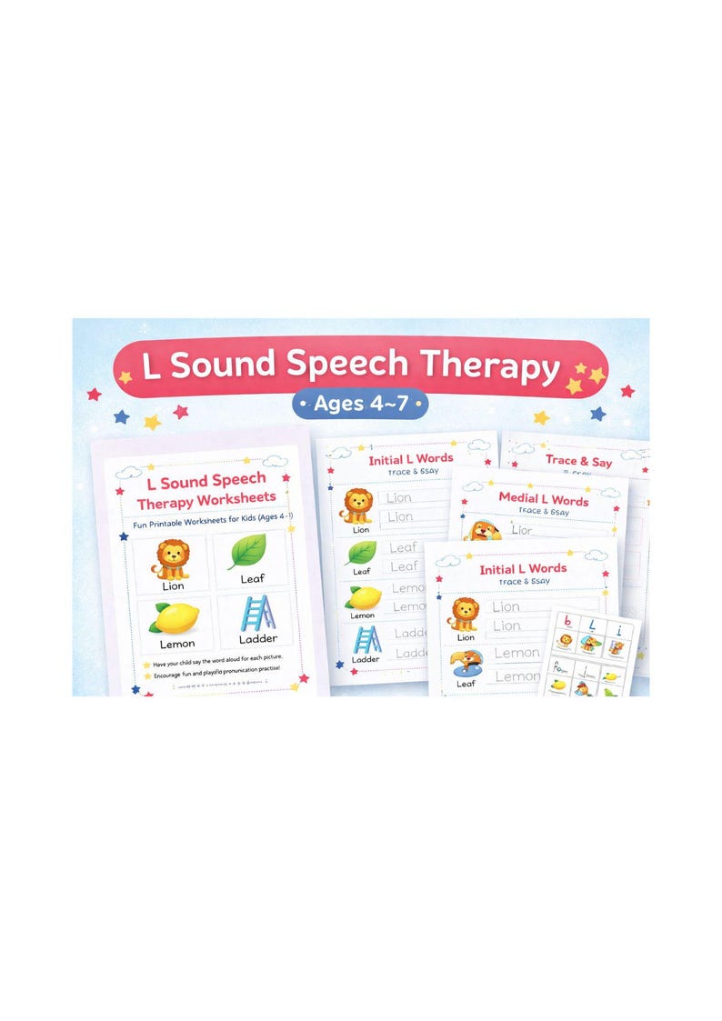 L Sound Articulation Worksheets – Initial, Medial & Final Sounds ...