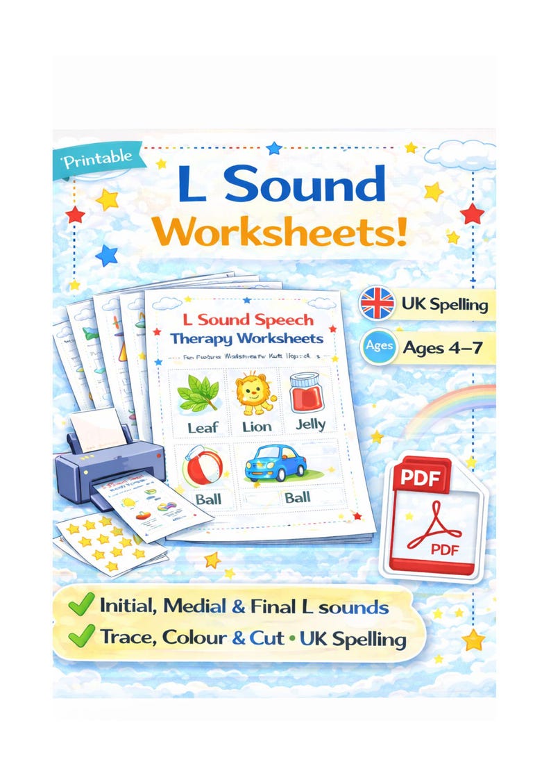 L Sound Articulation Worksheets – Initial, Medial & Final Sounds ...