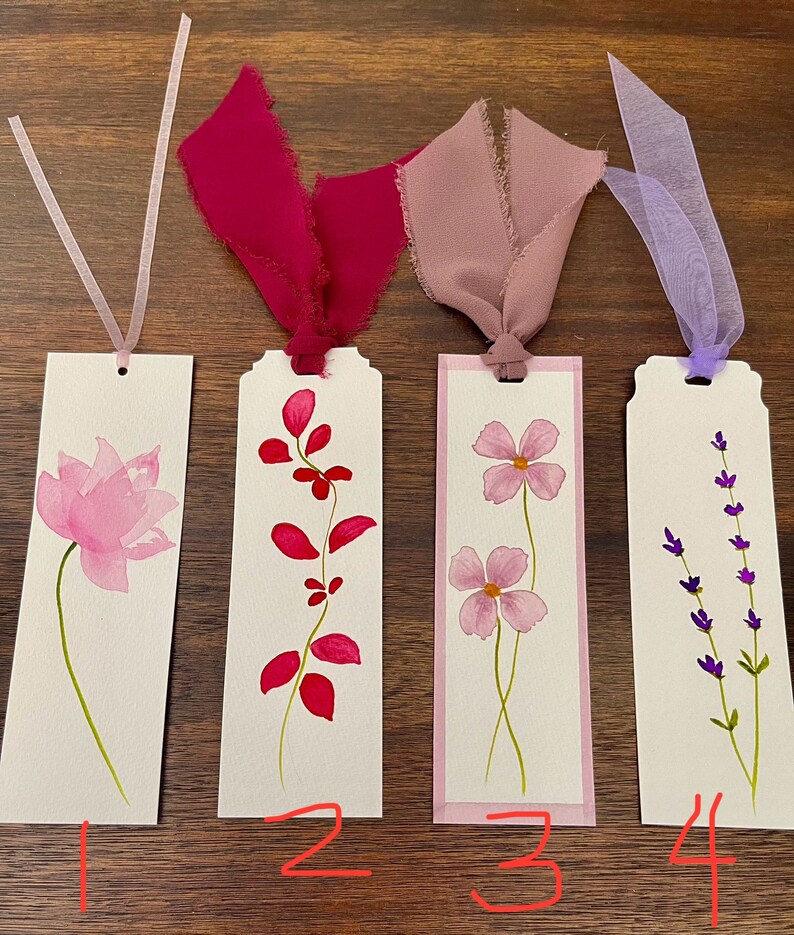 Original Floral Bookmarks, Hand Painted, Watercolor Bookmark, Gift ...