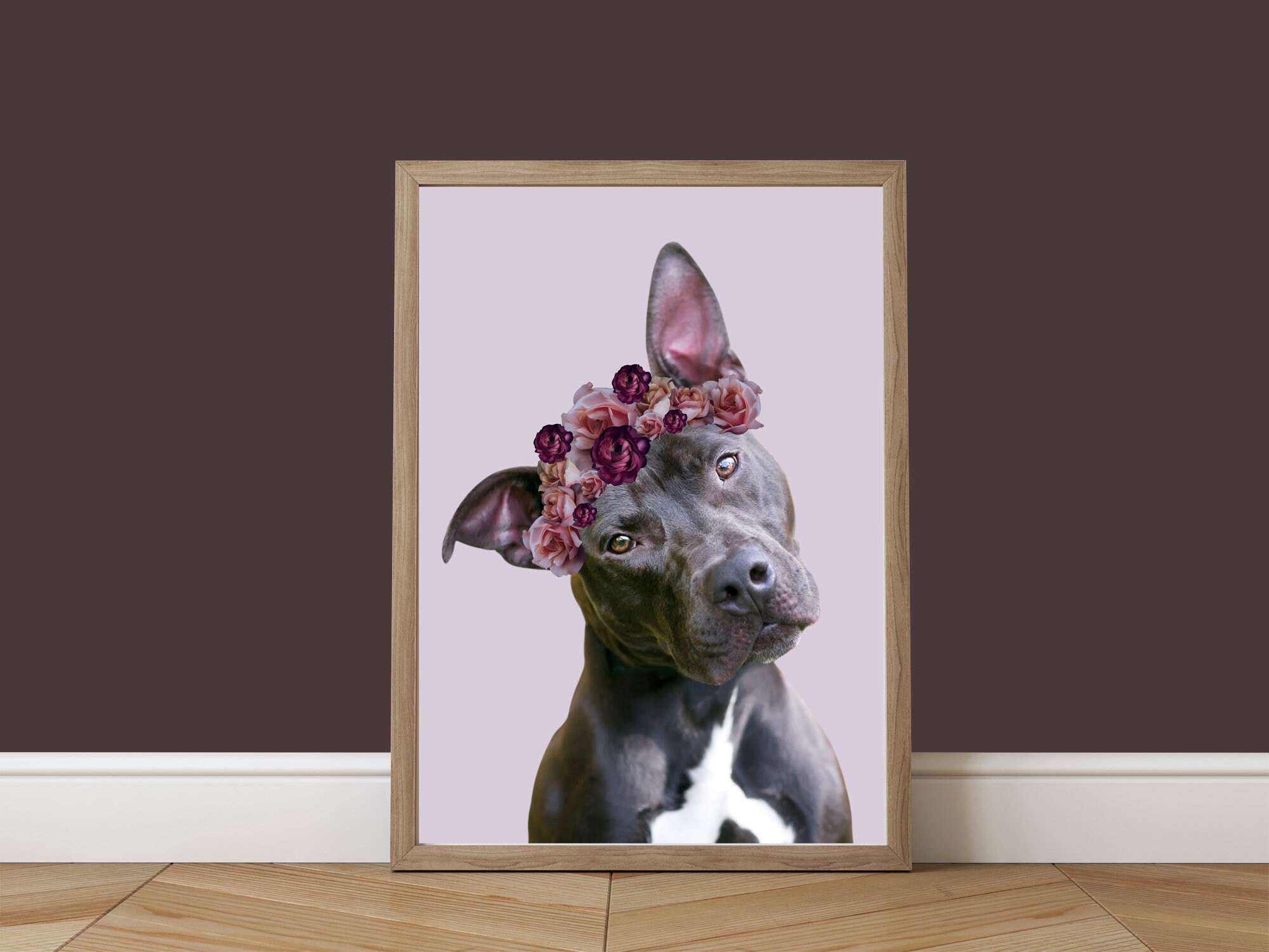 Custom Pet Portrait Flower Crown Dog Portrait Cat Portrait Portrait ...