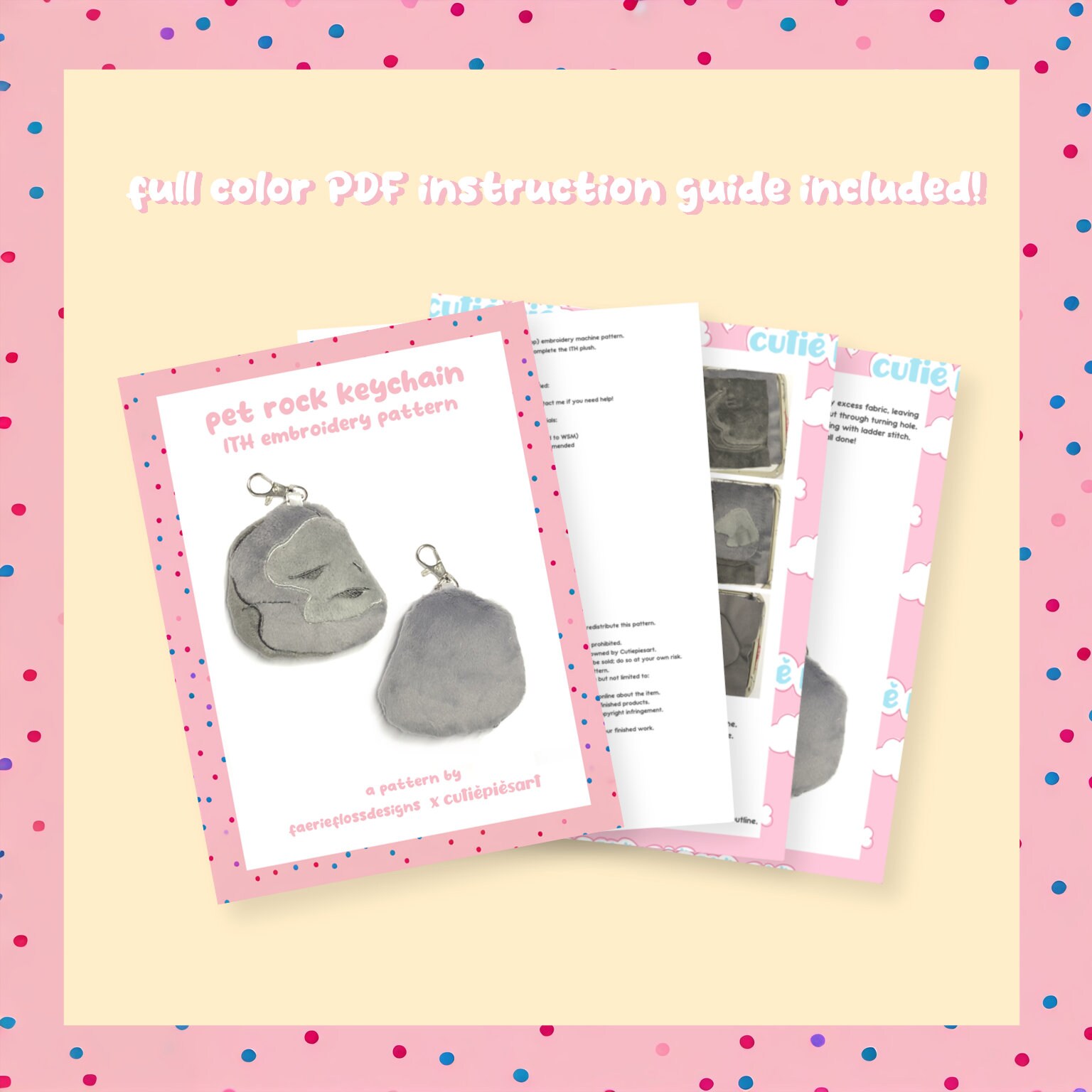 Neopets Pet Rock Petpet Plush Keychain Kawaii Y2K ITH 4x4 Embroidery ...