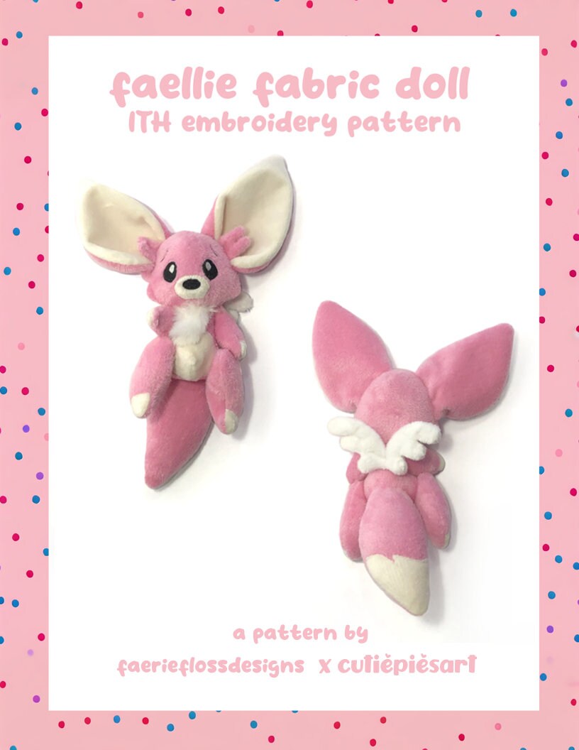 Neopets Faellie Poseable Fabric Doll Kawaii Y2K ITH 4x4 Embroidery ...