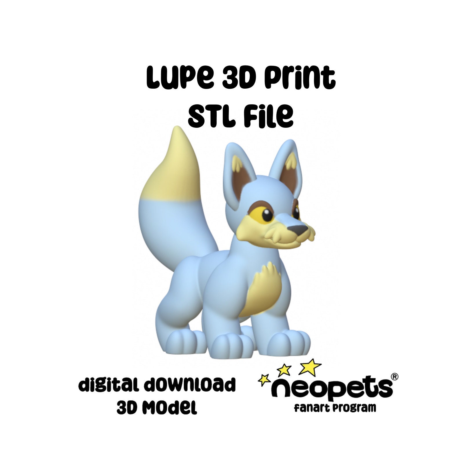 Neopets Lupe Figurine STL 3D Print File Kawaii Y2K Cute Kawaii 2000s - Etsy