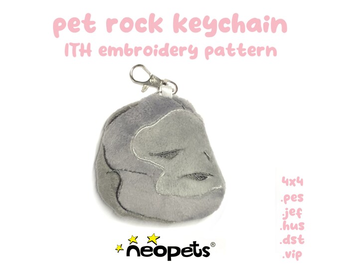 Neopets Pet Rock Petpet Plush Keychain Kawaii Y2K ITH 4x4 Embroidery ...
