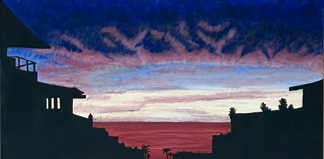 Original Oil Painting on Gallery Canvas Socal Sunset - Etsy