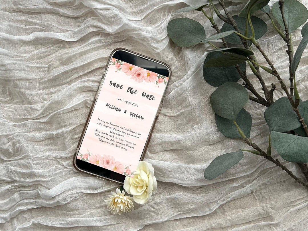 Digital Save the Date "rosé Blush" - TEMPLATE Customizable - Etsy