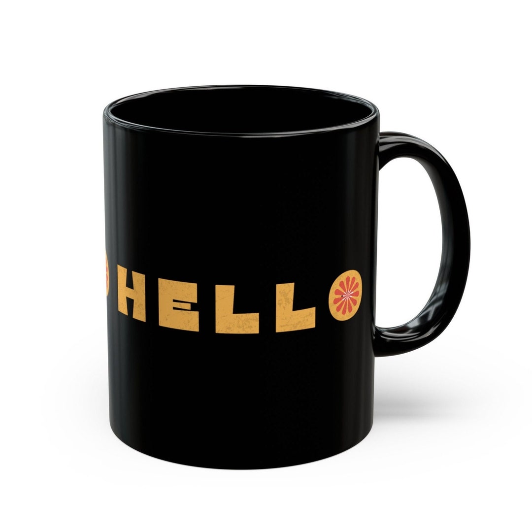 Cute Hello Mug, Retro Distressed Look, Hello Flower Coffee Mug - Etsy