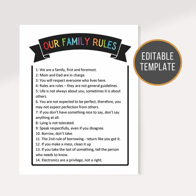 Our Family Rules - Etsy
