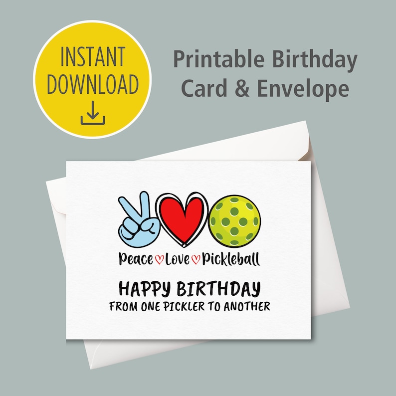 Printable Pickleball Birthday Card | Happy Birthday Card | Downloadable ...