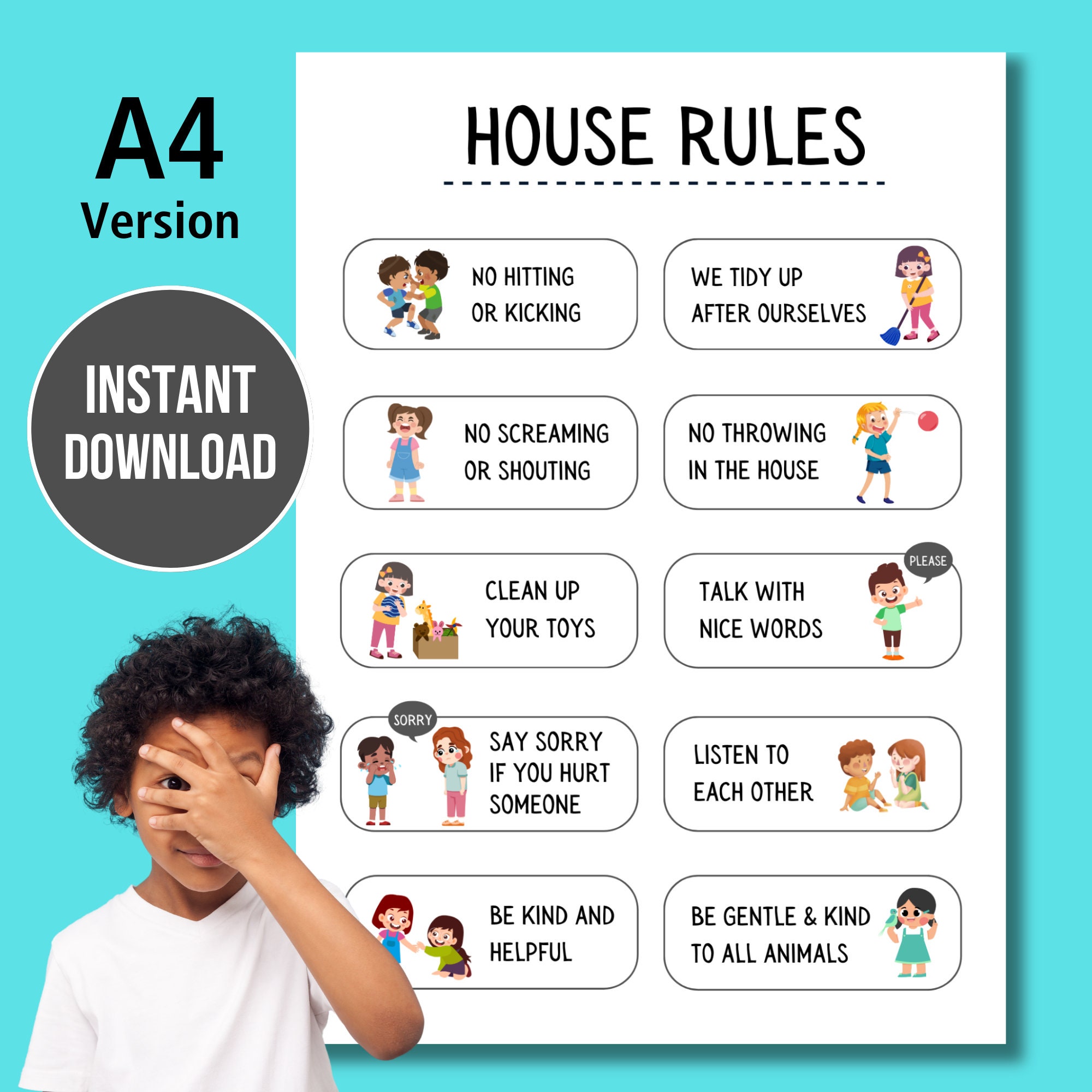 House Rules for Kids | Family House Rules | Easy-to-understand With ...
