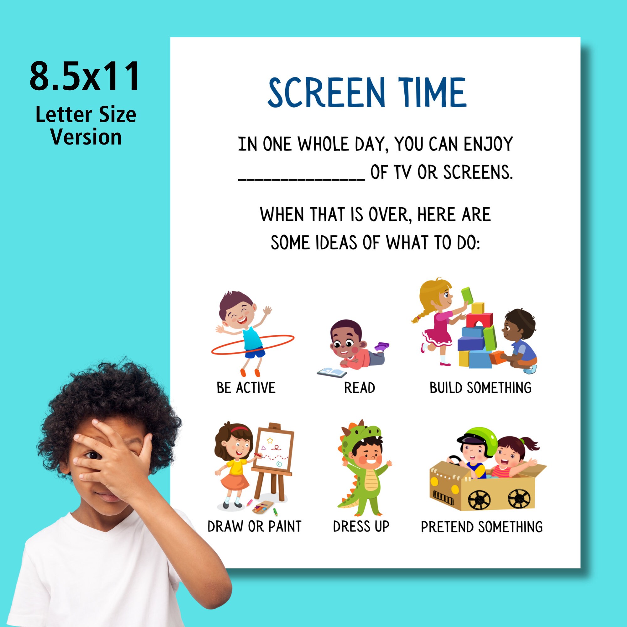 Screen Time Rules Printable: Toddlers & Preschoolers (US Letter) - Etsy