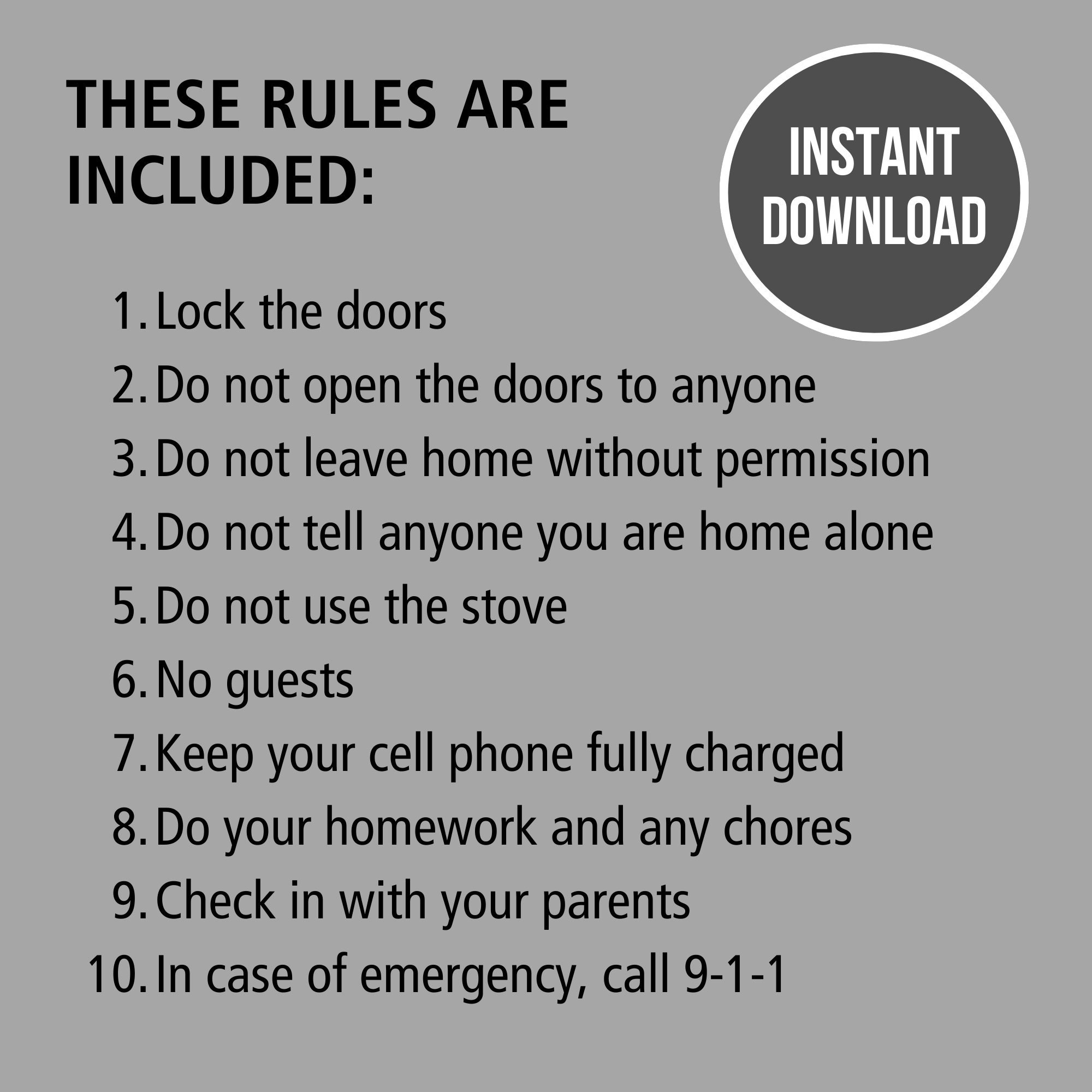 Home Alone House Rules for Kids | Family Rules for Kids Staying Home ...