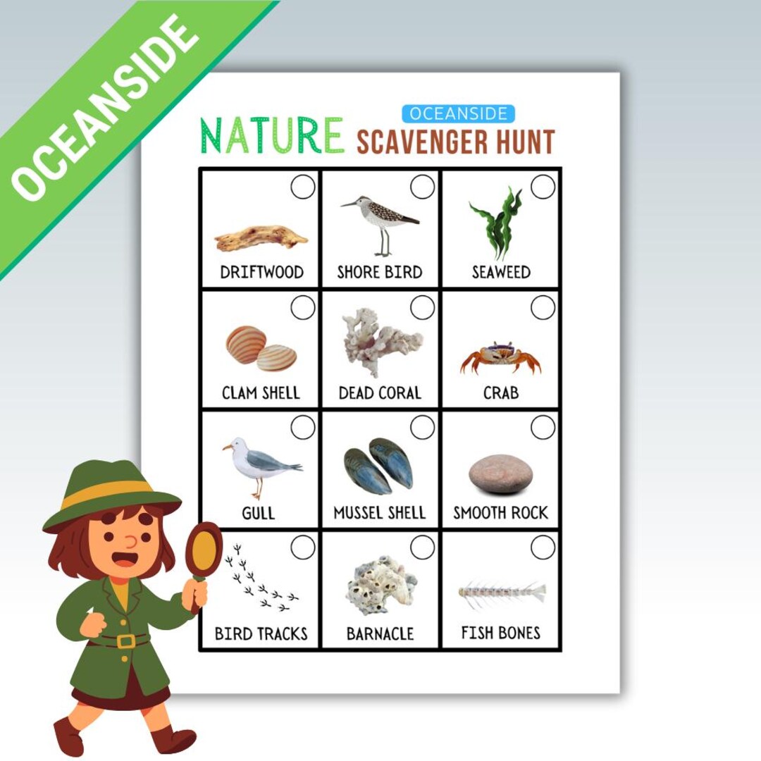 Beach Scavenger Hunt for Kids: Seaside Nature Activity (PDF Download ...
